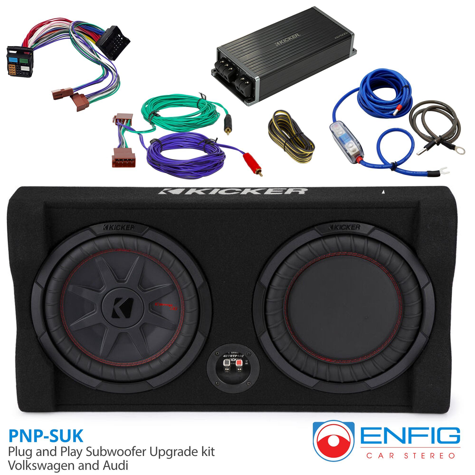 Volkswagen 10" Down firing Plug and play subwoofer kit (Base Audio ...