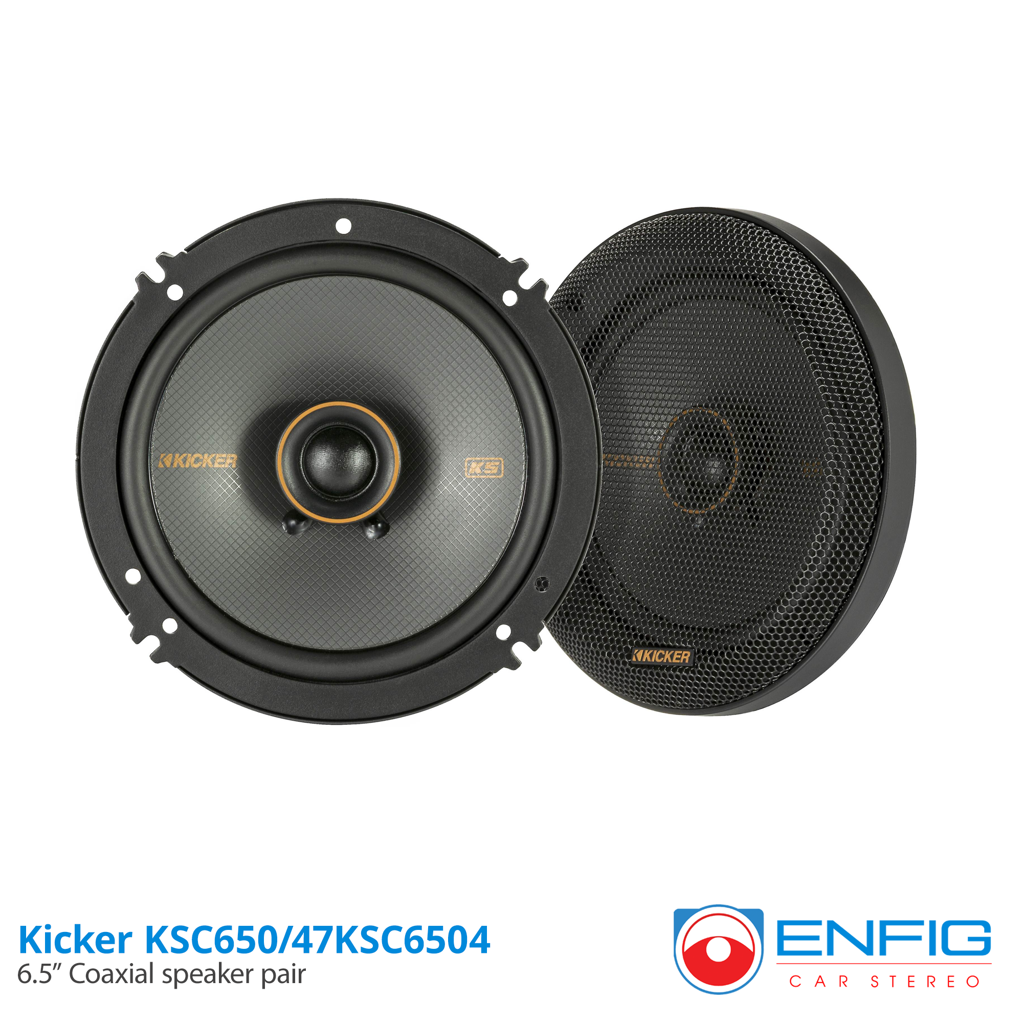 Kicker KSC650 6.5" Coaxial Speakers Pair - Enfig Car Stereo